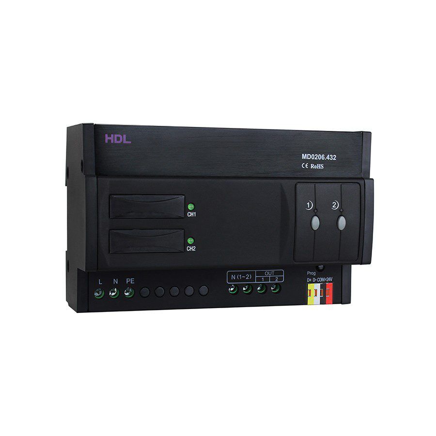 Actuador Dimmer Leading Edge de 2 Canales de 6A para Montaje Din-Rail – HDL Automation