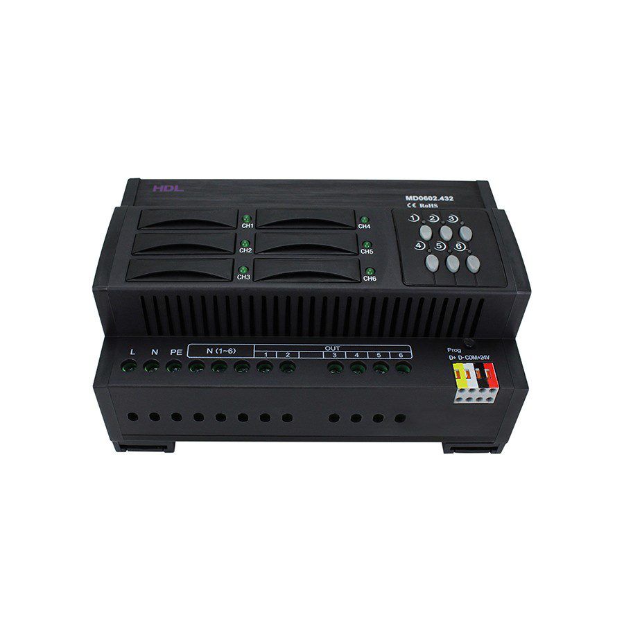 Actuador Dimmer Leading Edge de 6 Canales de 2A para Montaje Din-Rail – HDL Automation